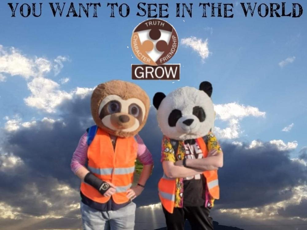 Panda and Sloth giving a hands up not a hand out - Givealittle