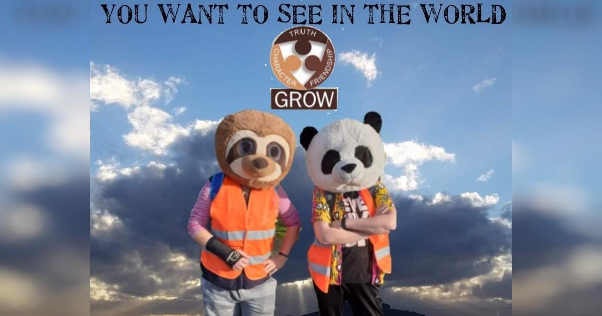 Panda and Sloth giving a hands up not a hand out - Givealittle